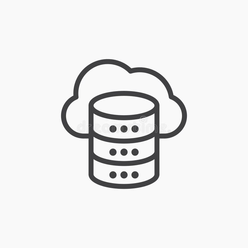 Cloud Databaseline in Thin Line Black Color. Flat Simple Vector Symbols ...