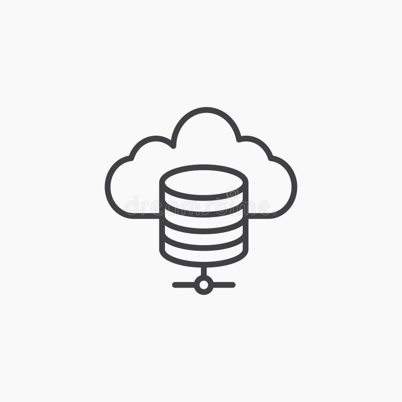 Cloud Databaseline in Thin Line Black Color. Flat Simple Vector Symbols ...