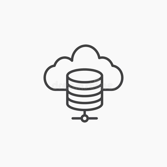 Cloud Databaseline in Thin Line Black Color. Flat Simple Vector Symbols ...