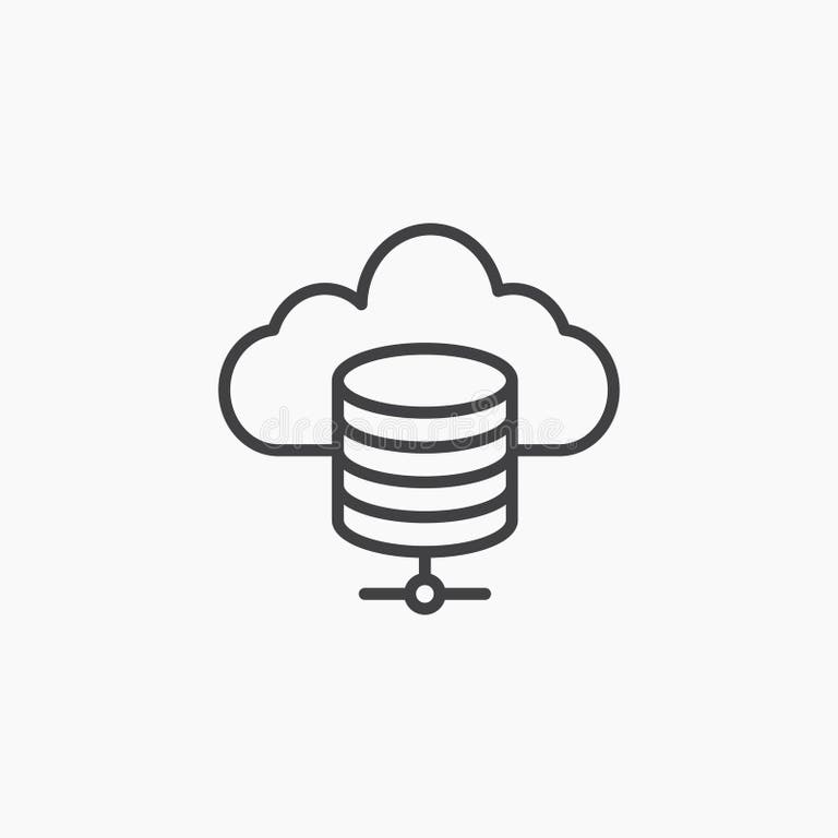 Cloud Databaseline in Thin Line Black Color. Flat Simple Vector Symbols ...