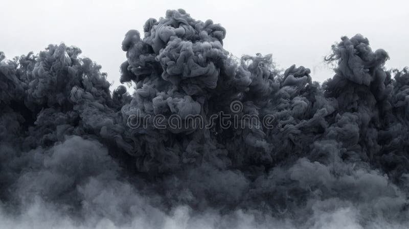 A Cloud of Dense Gray Smoke Billows Dramatically Against a White ...