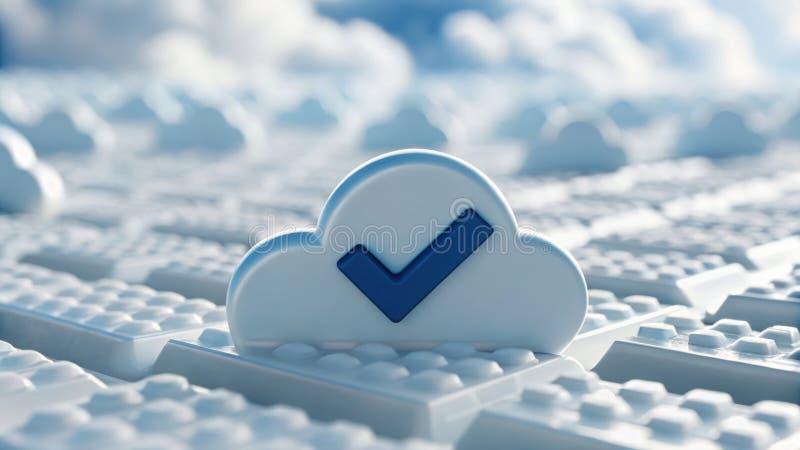 Cloud with a Detailed Blue Check Mark Floating Seamlessly Representing ...