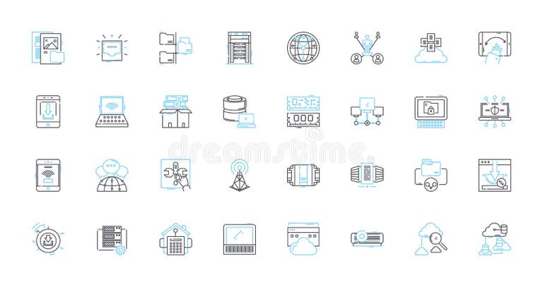 Cloud Devices Linear Icons Set. Storage, Computing, Mobility ...