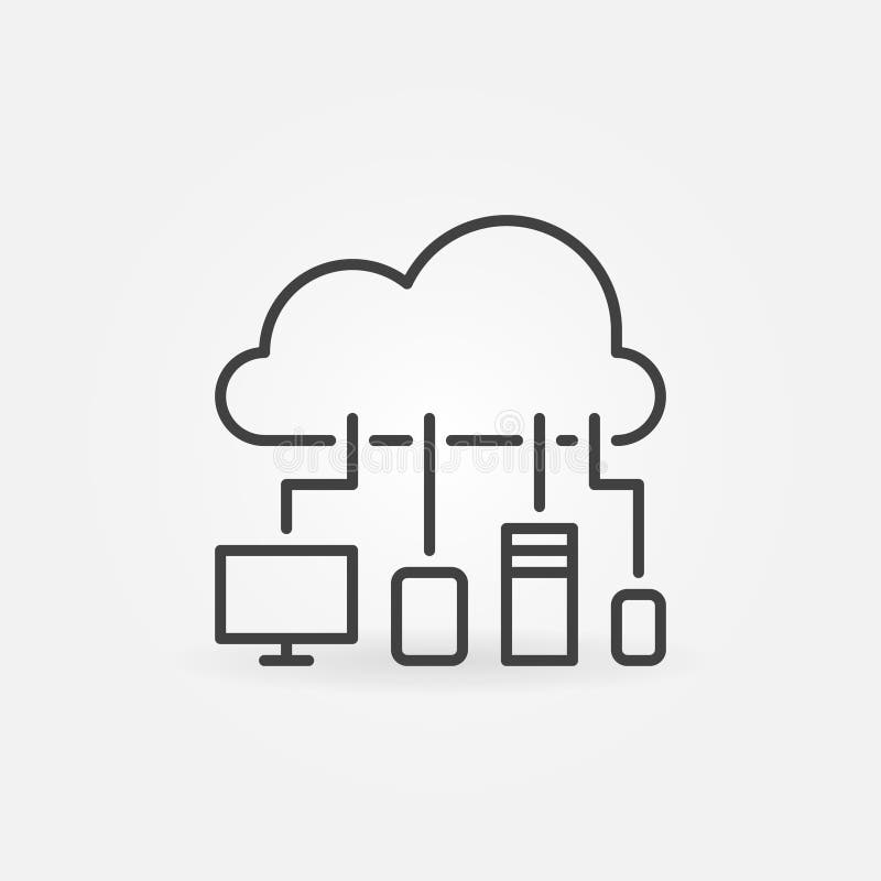Cloud with Devices Vector Thin Line Concept Icon Stock Vector ...