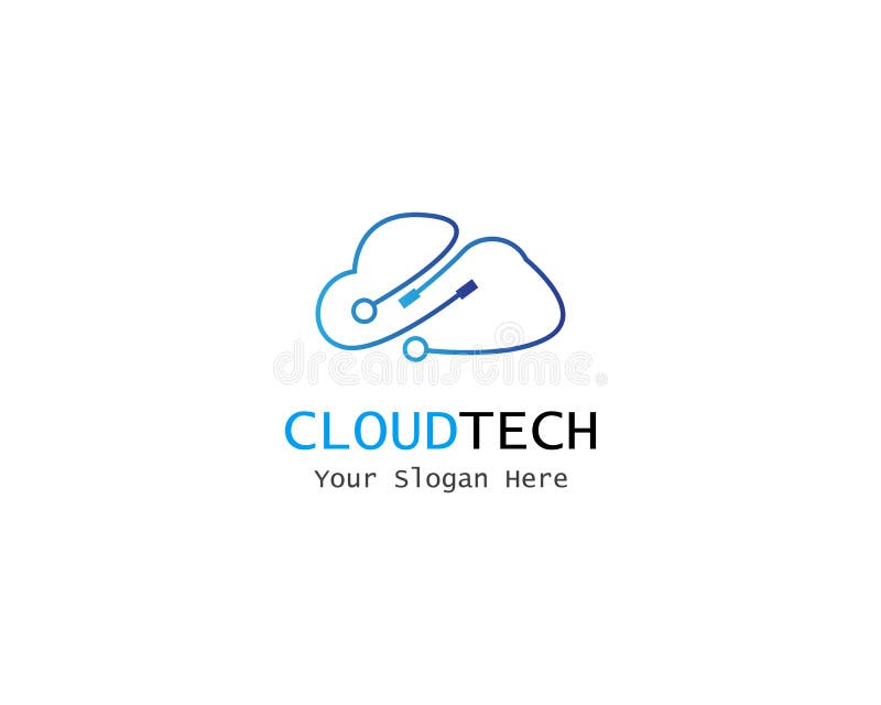 Cloud Digital Technology Line Logo Template Vector Stock Illustration ...