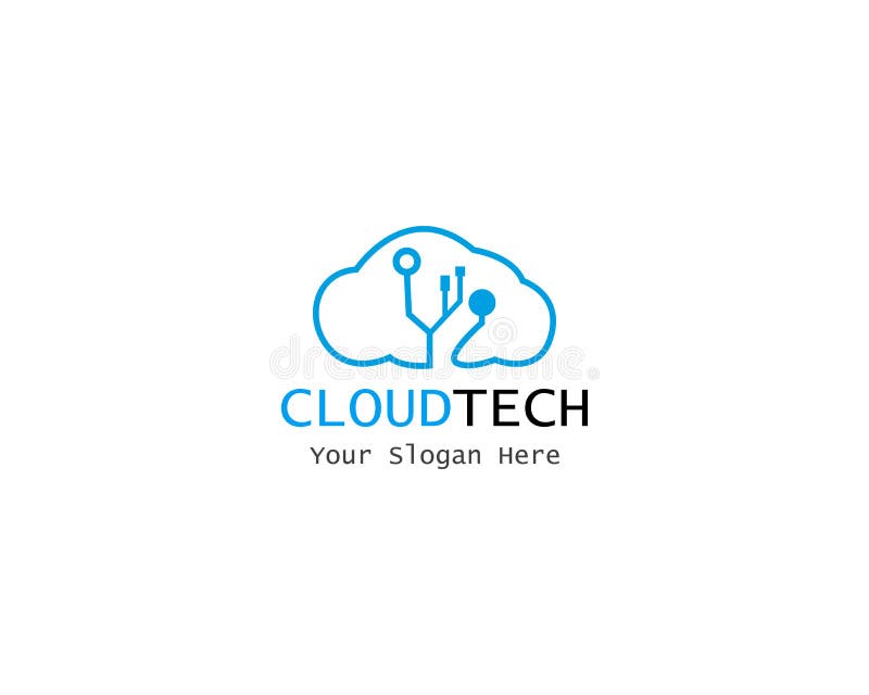 Cloud Digital Technology Line Logo Template Vector Stock Illustration ...