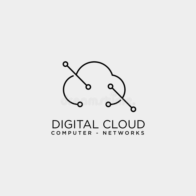 Cloud Digital Technology Line Logo Template Vector Illustration Stock ...