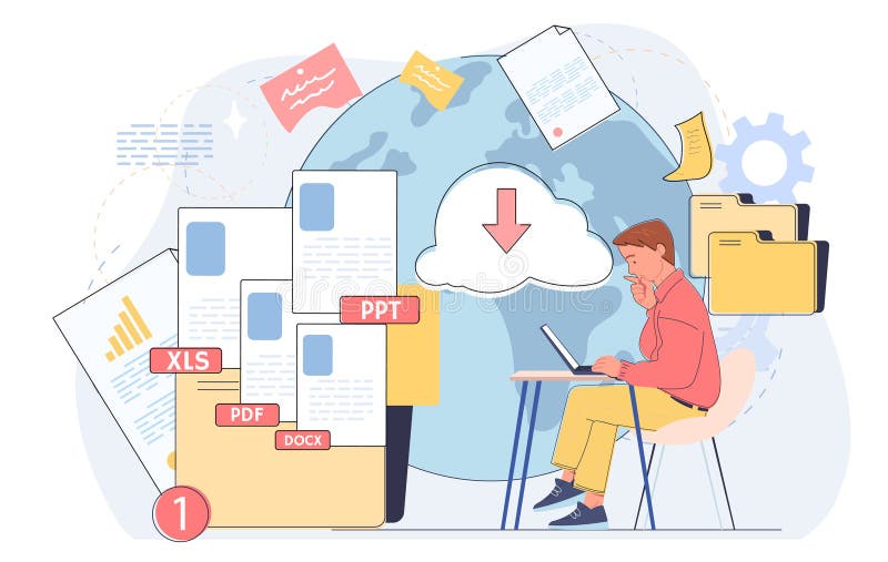 Cloud Document Storage Concept. Vector Illustration Stock Illustration ...