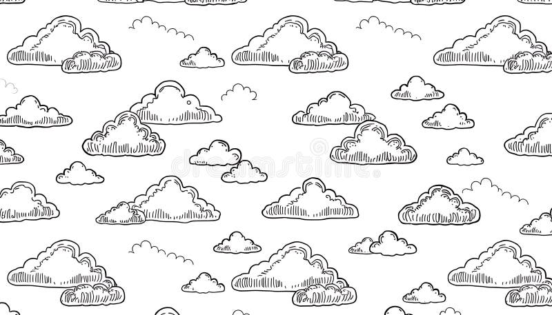 Cloud Doodle Pattern, Whimsical Sky Design, Stock Photo, Generative AI ...