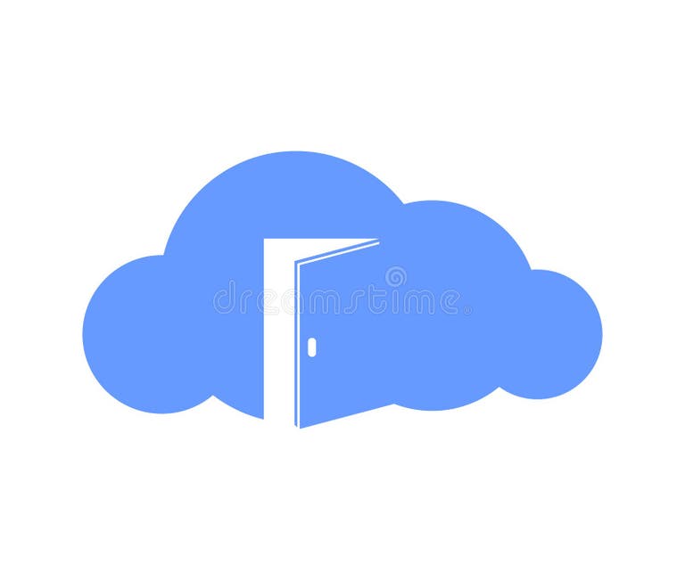 Cloud with a Door. Cloud Storage with the Door Open Stock Vector - Illustration of concept ...