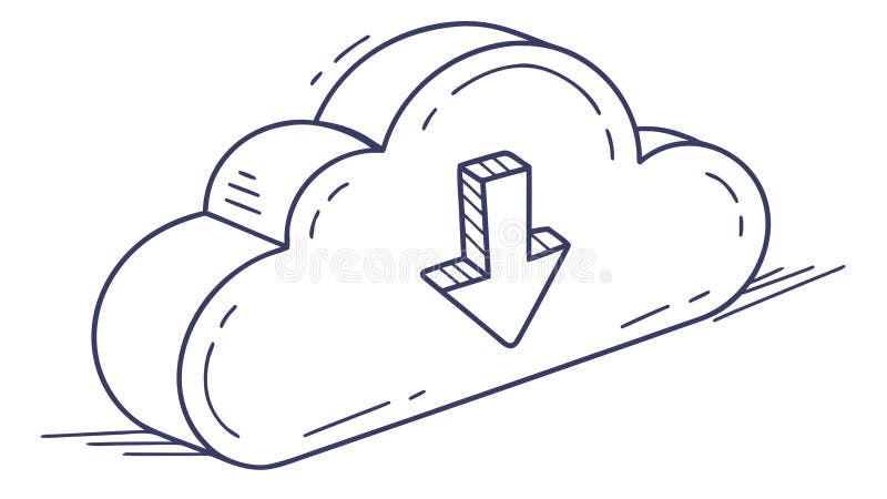 Cloud with Download Arrow Outline. Digital Data, File Transfer, Cloud Storage, Vector Design ...