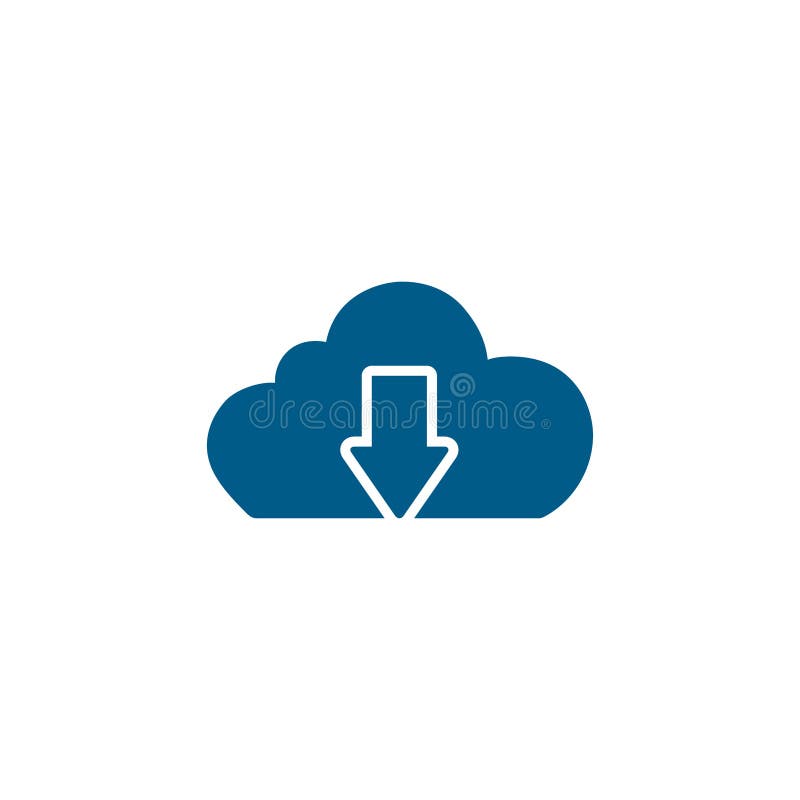 Cloud Download Blue Icon on White Background. Blue Flat Style Vector ...