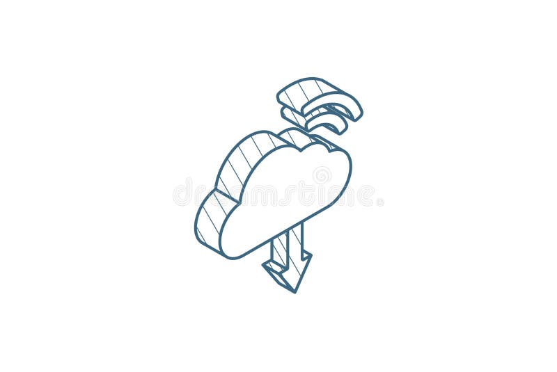 Cloud Download, Computer Technology Isometric Icon. 3d Line Art ...