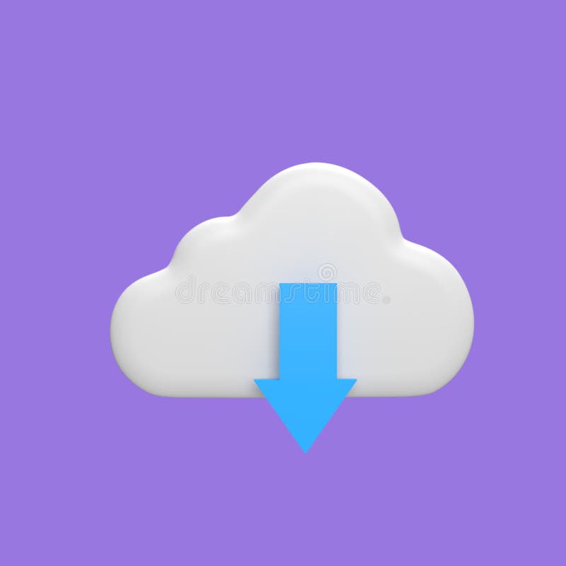 Cloud Download 3d Icon Model Cartoon Style Concept. Render Illustration ...
