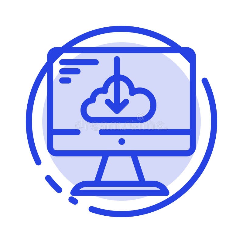 Cloud, Download, Driver, Install, Installation Blue Dotted Line Line ...