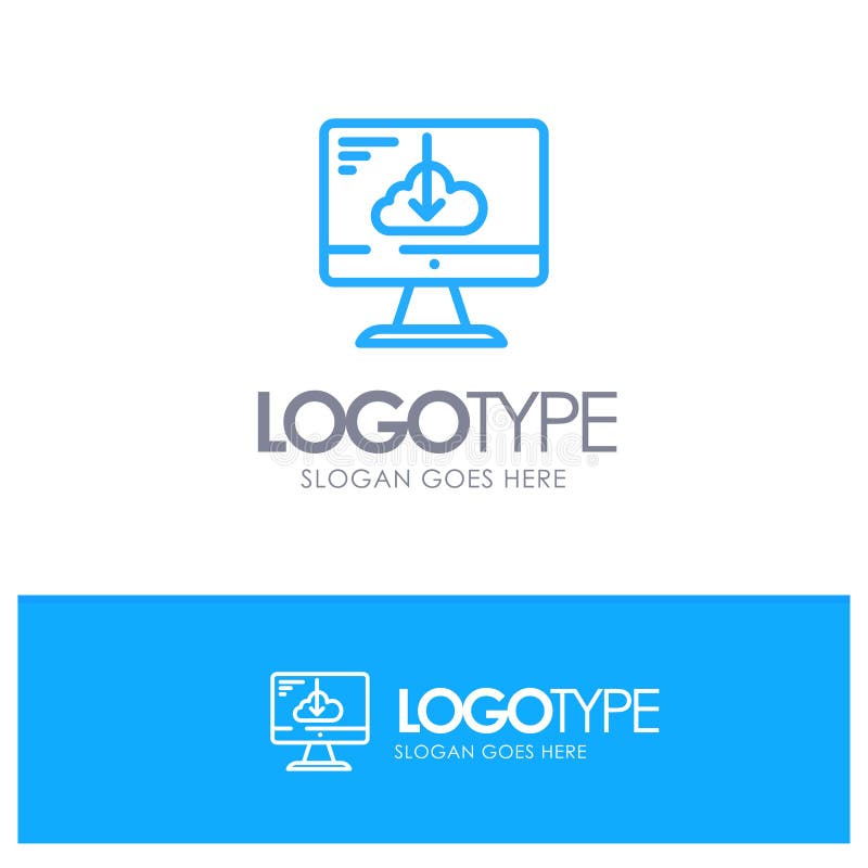 Cloud, Download, Driver, Install, Installation Blue OutLine Logo with ...