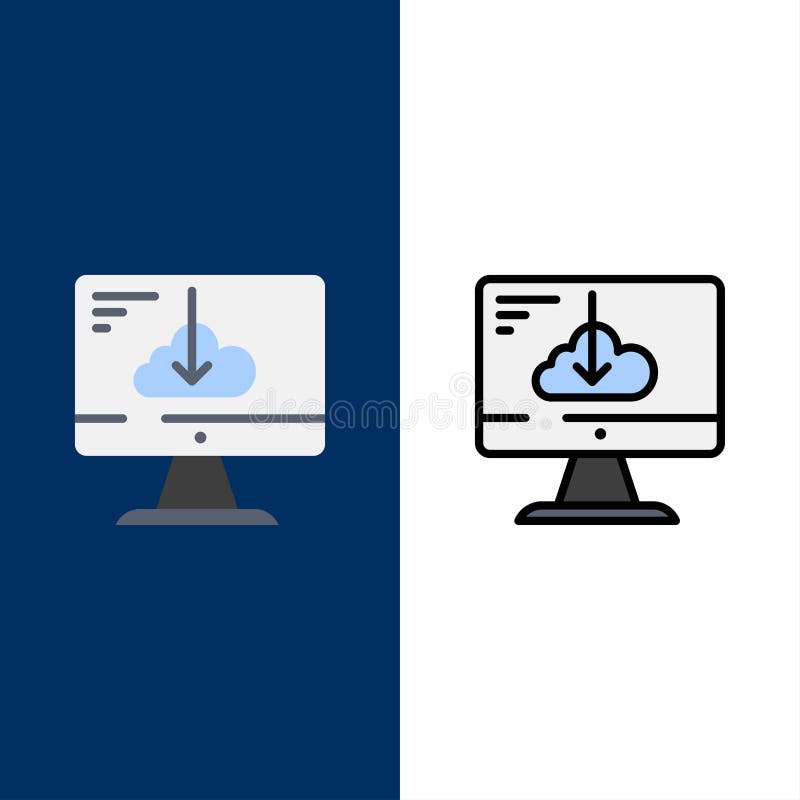 Cloud, Download, Driver, Install, Installation Icons. Flat and Line ...