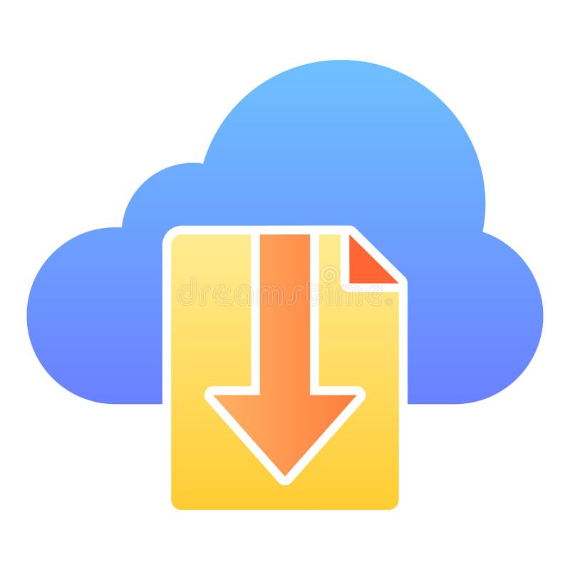 Cloud Download File Flat Icon. File on Cloud Storage Vector ...