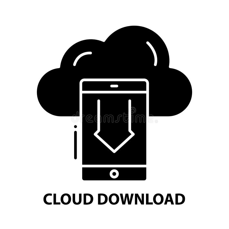Cloud Download Icon, Black Vector Sign with Editable Strokes, Concept ...