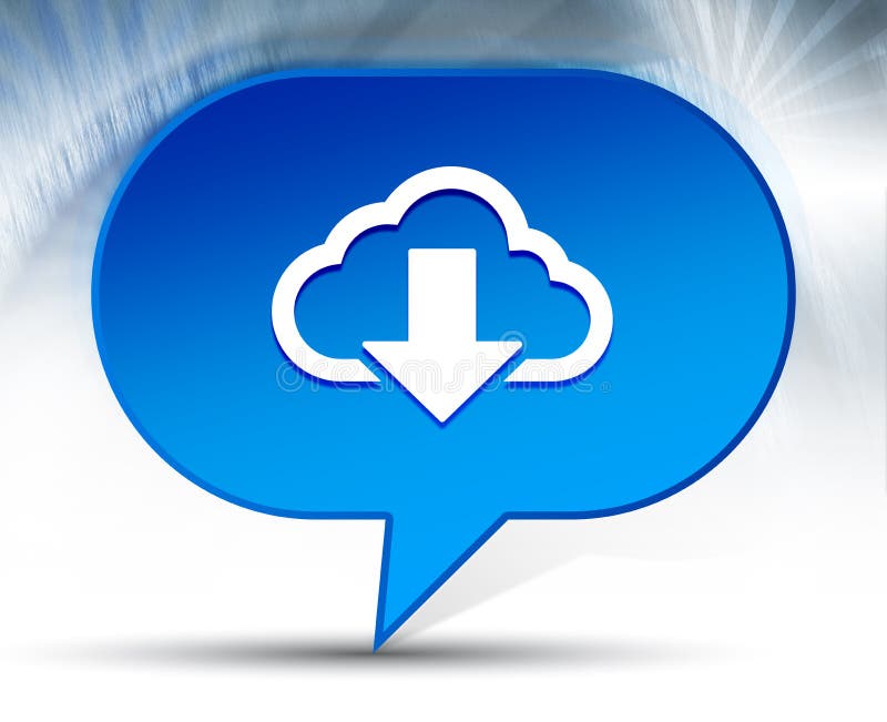 Cloud Download Icon Blue Bubble Background Stock Illustration ...