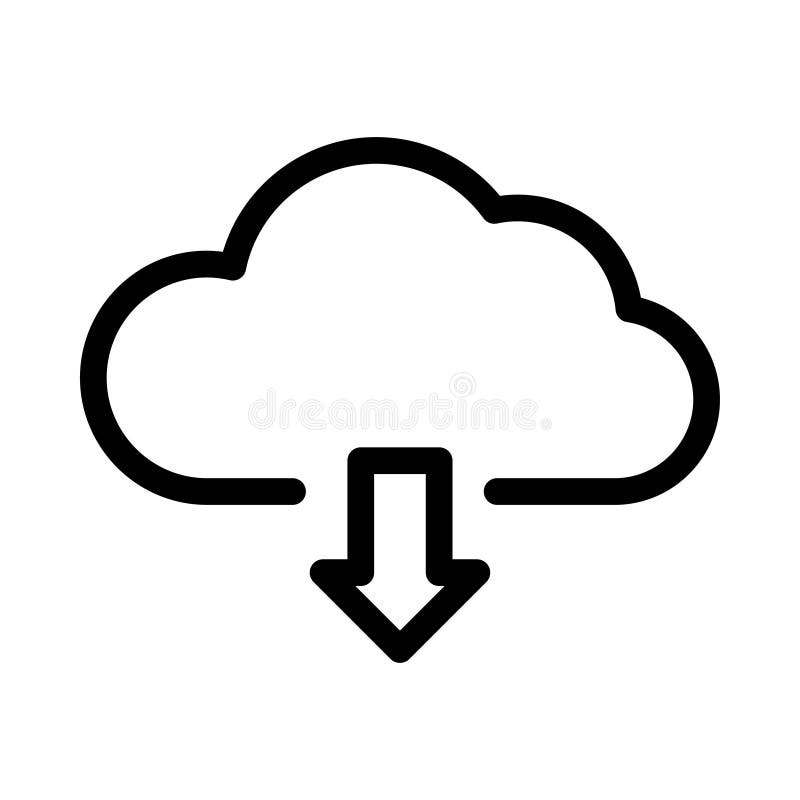 Cloud Download Line Icon, Outline Vector Sign, Linear Style Pictogram ...