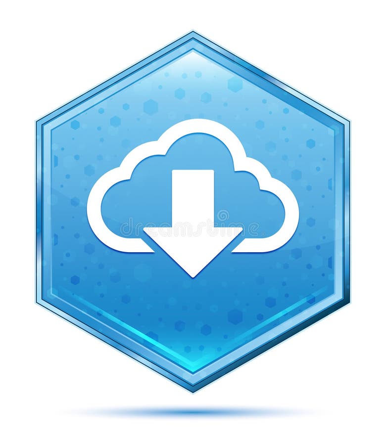 Cloud Download Icon Crystal Blue Hexagon Button Stock Illustration ...