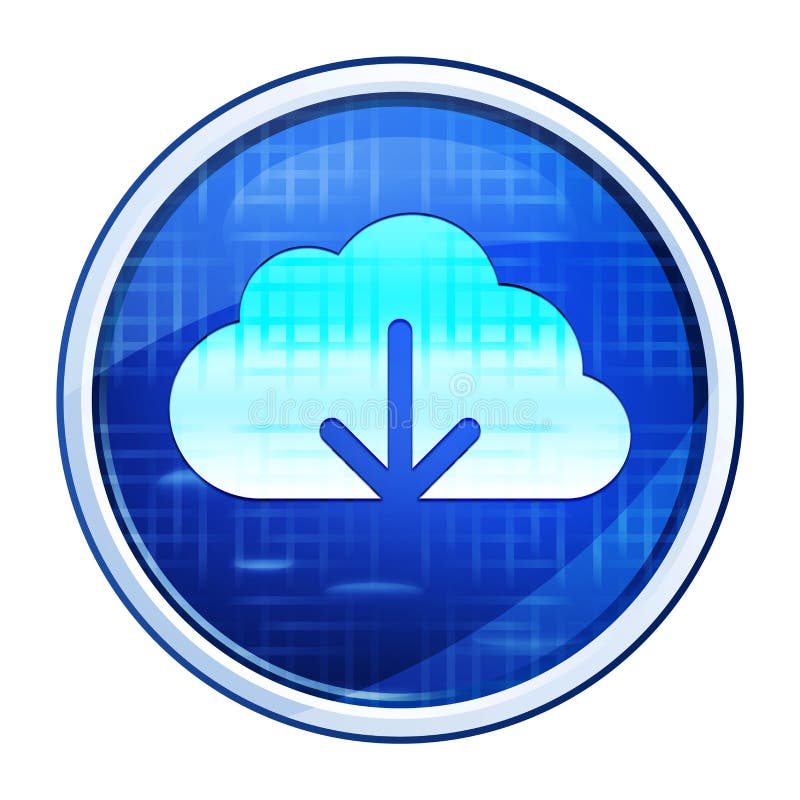 Cloud Download Icon Futuristic Blue Round Button Vector Illustration ...