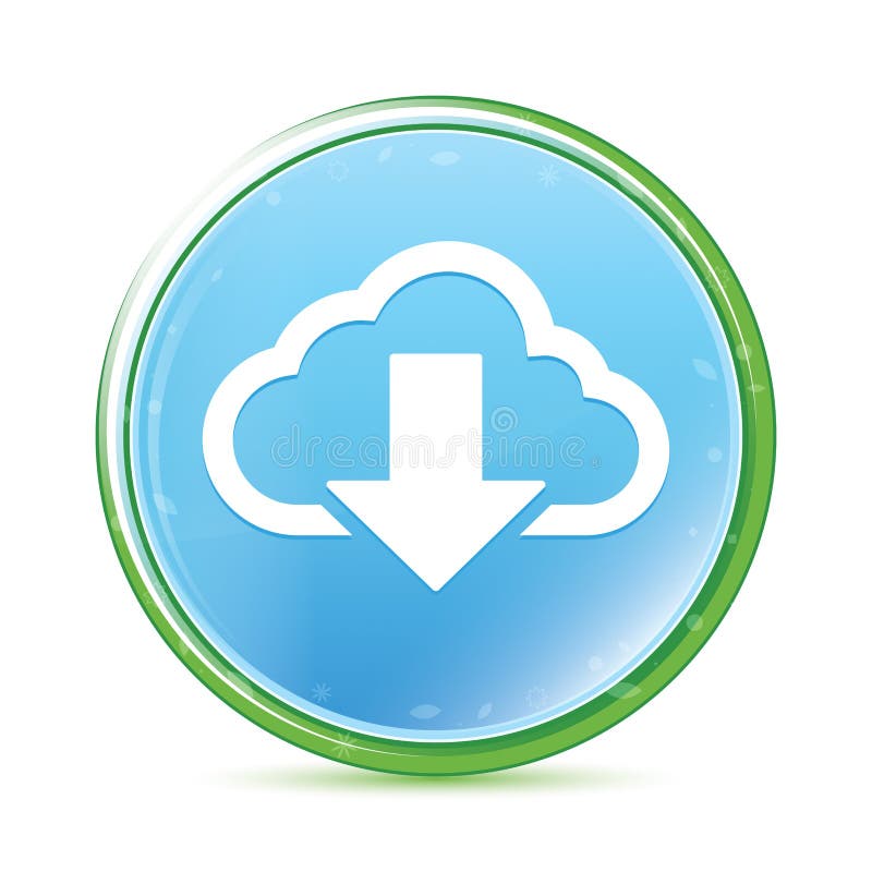 Cloud Download Icon Natural Aqua Cyan Blue Round Button Stock ...