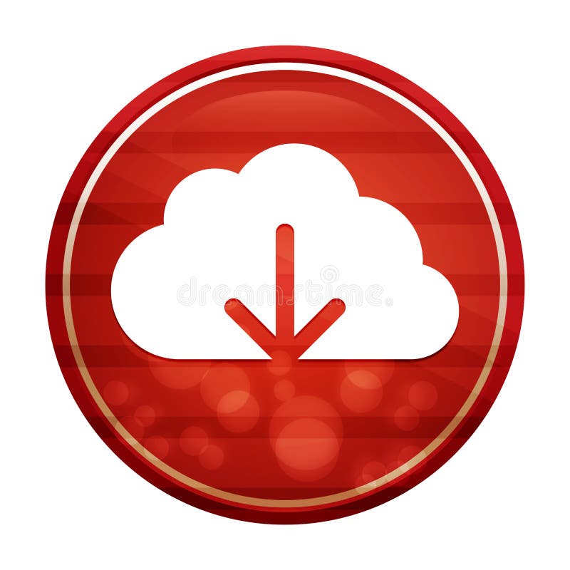 Cloud Download Icon Realistic Diagonal Motion Red Round Button ...