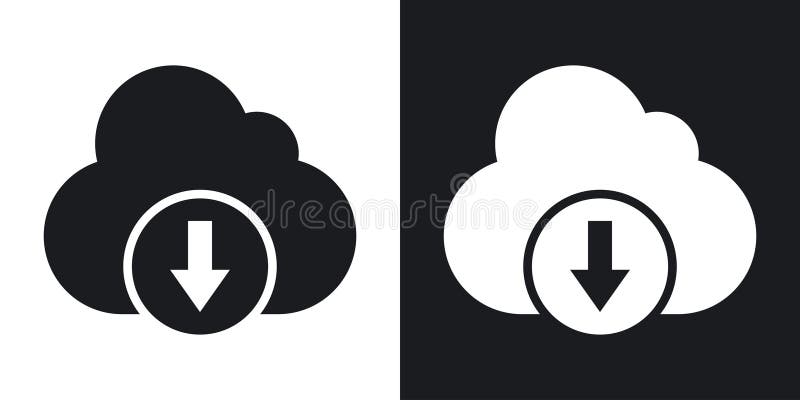 Cloud Download Icon Set. Digital Download Vector Symbol in Black Filled ...