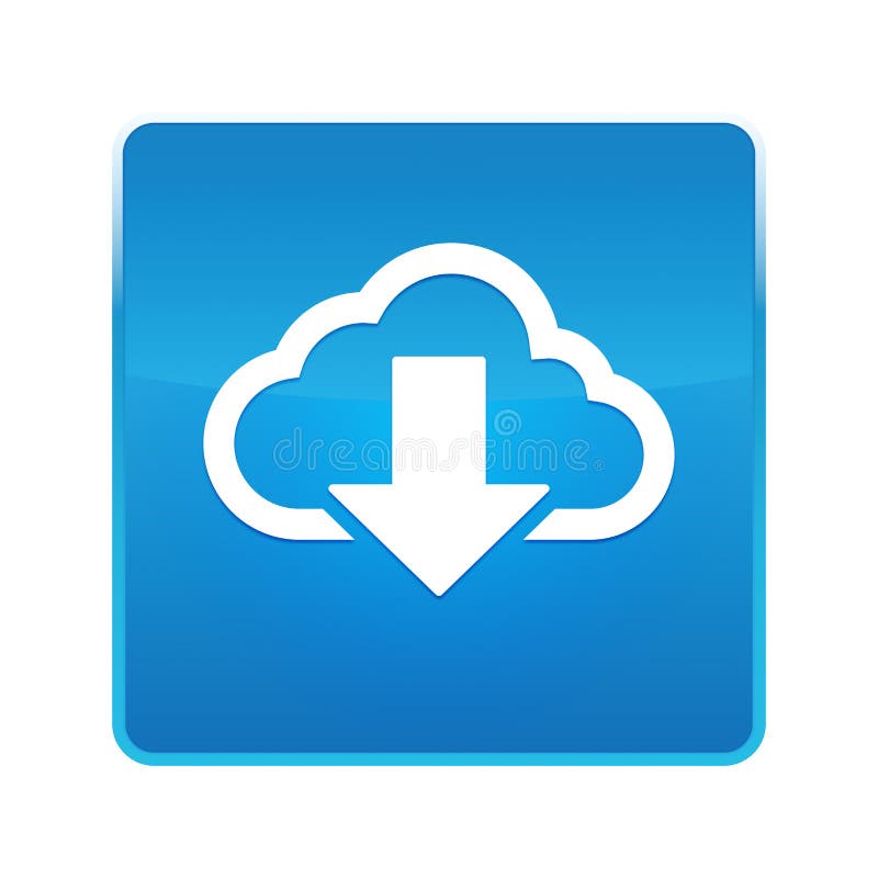 Cloud Download Icon Shiny Blue Square Button Stock Illustration ...