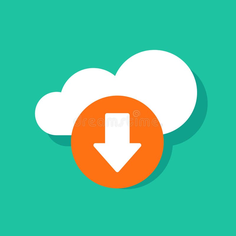 Cloud Download Icon Vector, Flat Cartoon Blue Cloud with Downloading or ...