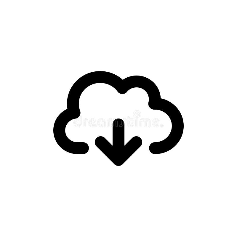 Cloud Download Line Web or Mobile Interface Vector Icon on White ...