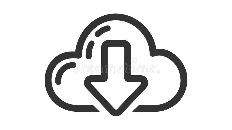 Cloud Download Outline Isolated Vector Icon on White Backgound Stock ...
