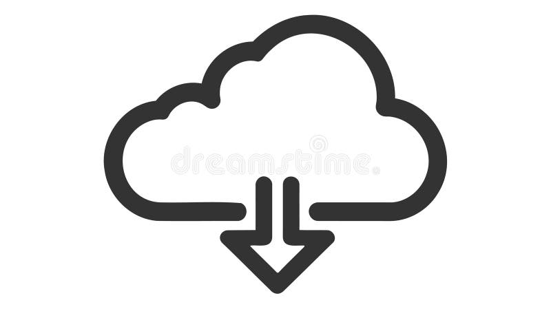 Cloud Download Outline Isolated Vector Icon on White Backgound Stock ...