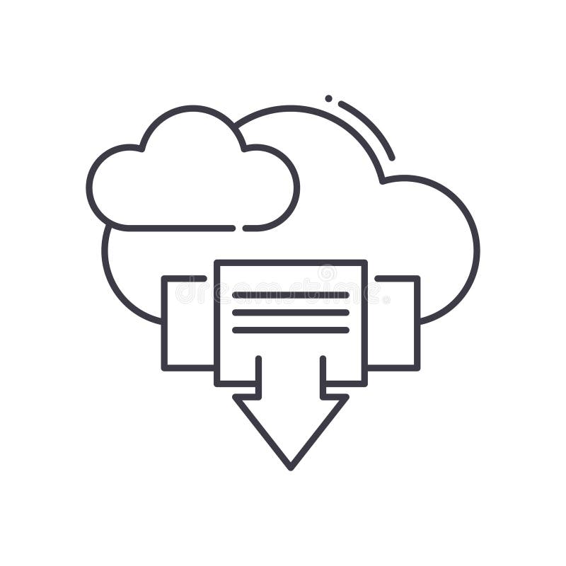 Cloud Download Process Icon, Linear Isolated Illustration, Thin Line ...