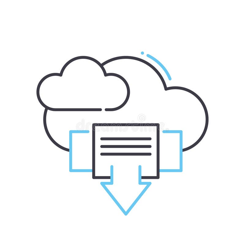 Cloud Download Process Line Icon, Outline Symbol, Vector Illustration ...