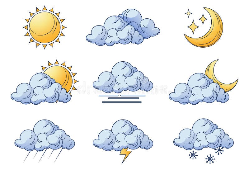 Cloud Drawing Hand Drawn Set Stock Illustration - Illustration of ...