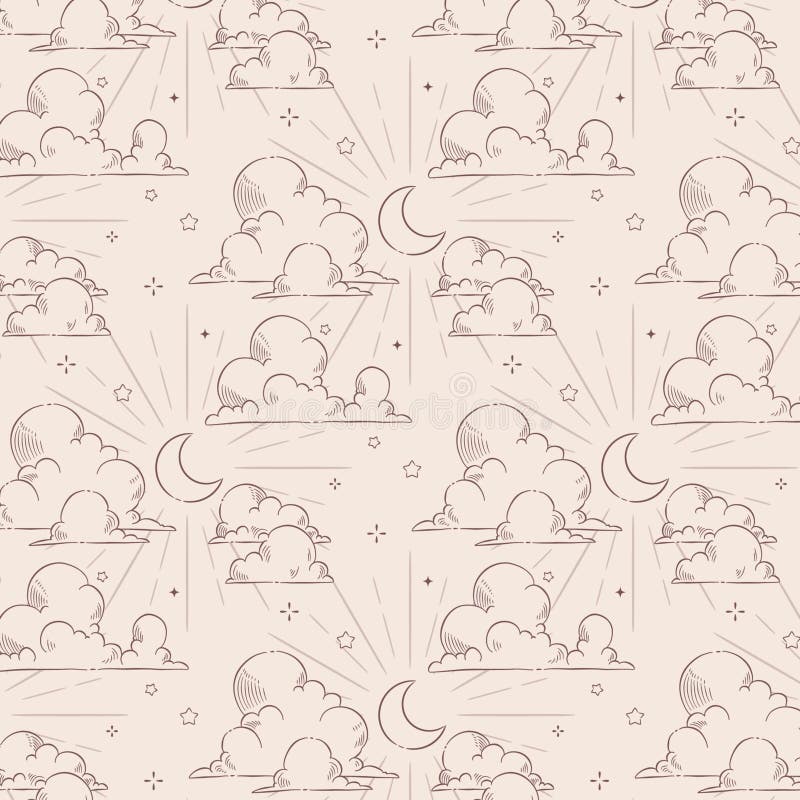 Cloud Drawing Pattern in Hand Drawn Style Stock Illustration ...