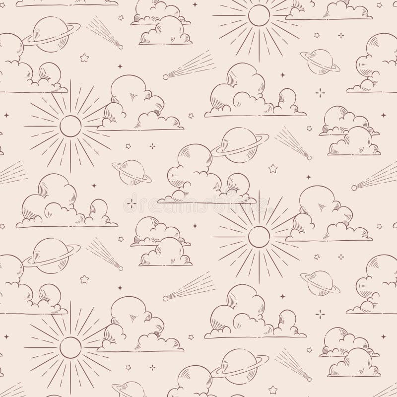 Cloud Drawing Pattern in Hand Drawn Style Stock Illustration ...