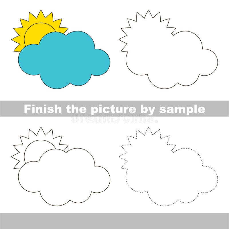 Cloud. Drawing worksheet. stock vector. Illustration of skill - 70126656