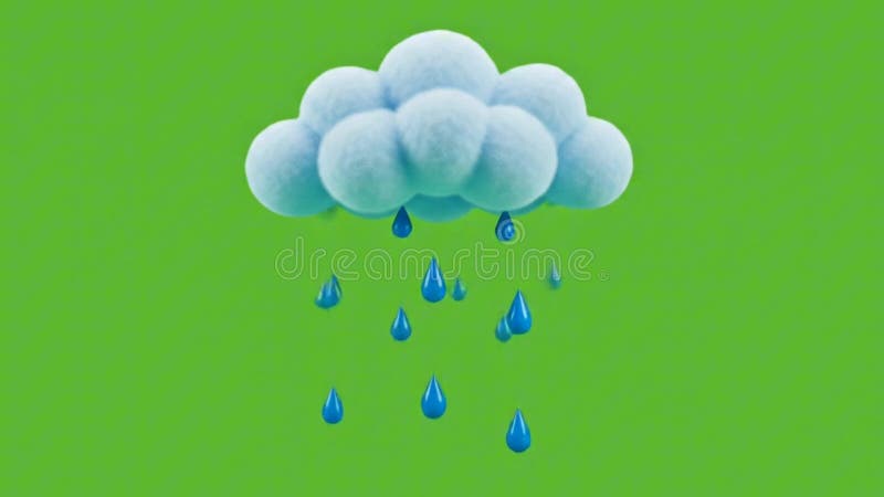 Cloud Drop Its Rain Droplets on a Green Screen Suitable for Chroma Key ...