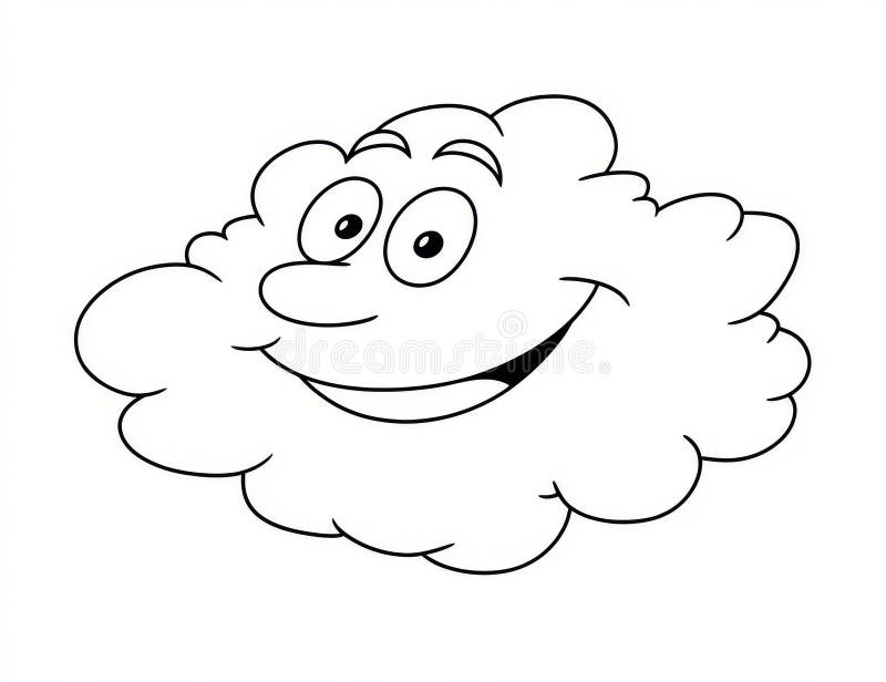 Cloud Easy Coloring Page for Toddlers Stock Illustration - Illustration ...