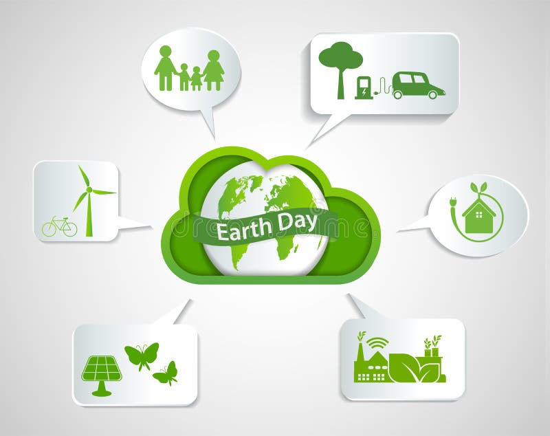 Cloud Ecology Earth Day Concept and Environment with Eco-Friendly Ideas ...