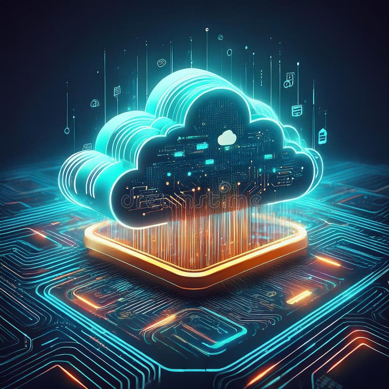 Cloud and Edge Computing Technology Data Concept. AI Content Generation. Stock Illustration ...
