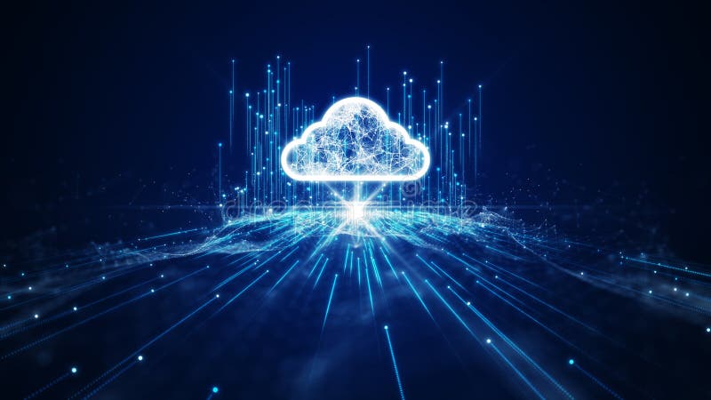 Cloud and Edge Computing Technology Data Transfer Concept. a Large Cloud Icon is in the Center ...