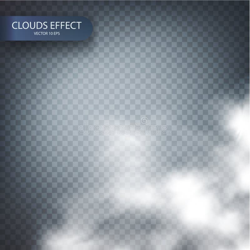 Cloud Effect on a Transparent Vector Background Realistic. Cloud Vector ...