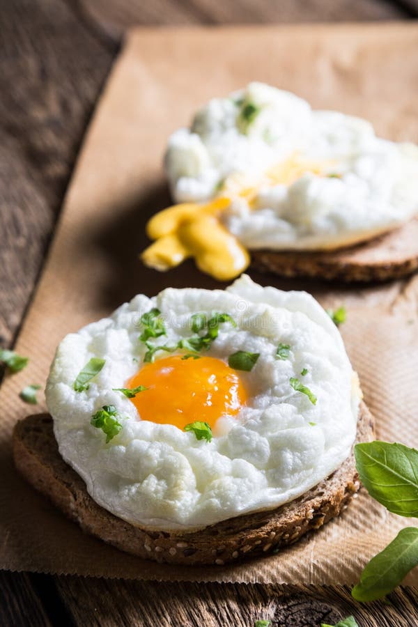 Cloud egg on toast stock photo. Image of bread, wholegrain - 133219960
