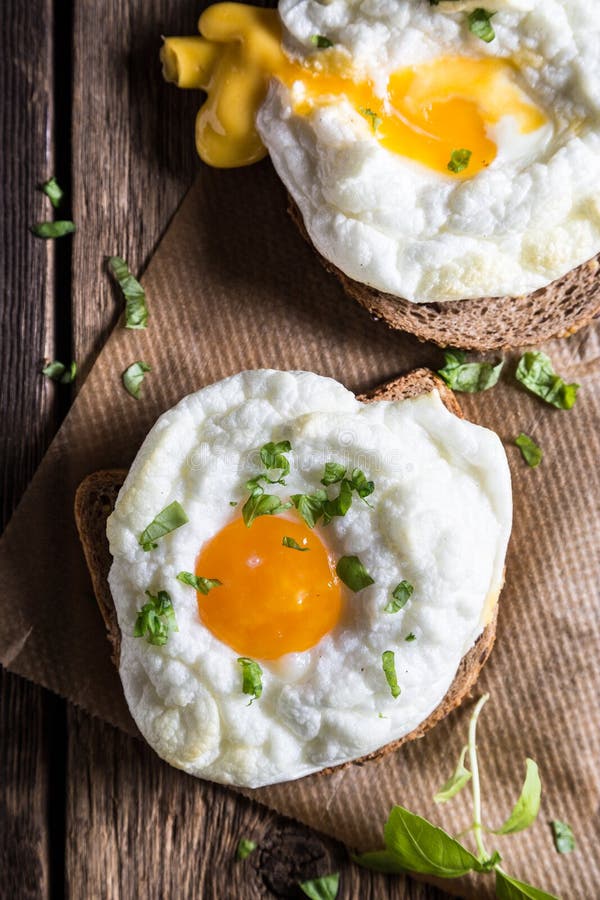 Cloud egg on toast stock image. Image of toast, morning - 133220053