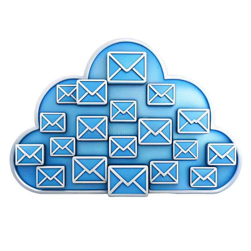 Cloud Email Icons Isolated on White Background Stock Illustration ...